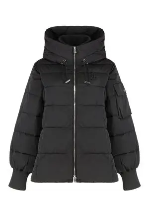 Pinko Hooded Short Padded Down Jacket With Drawstring Hem - Black
