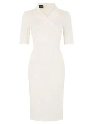Pinko Fitted Midi Dress With V-neck And Bow Detail - White
