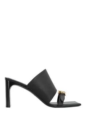 Balenciaga Square Toe Buckled Leather Heeled Sandals - Black