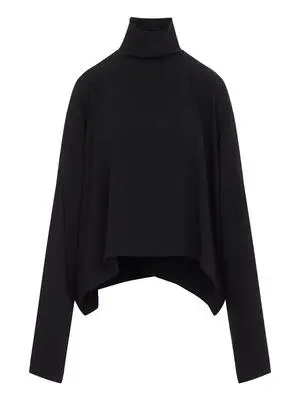 Rick Owens Jumbo Crepe Viscose-blend Loose-fit High Neck Top - Black