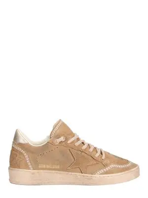 GOLDEN GOOSE Ball Star Suede Sneakers With Light Rubber Sole - Camel
