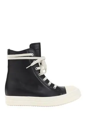 Rick Owens Leather Lace-up High Top Sneakers - Black