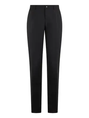 Dolce & Gabbana Slim Fit High Waist Tapered Wool Pants - Black