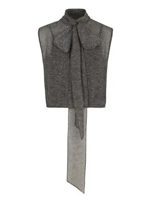 GUCCI GUCCI Silk Georgette Sleeveless Top With Floor-Length Bow And Buttoned Print