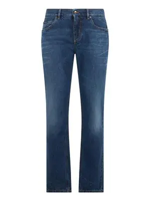Dolce & Gabbana Straight Fit Cotton Denim Jeans - Blue