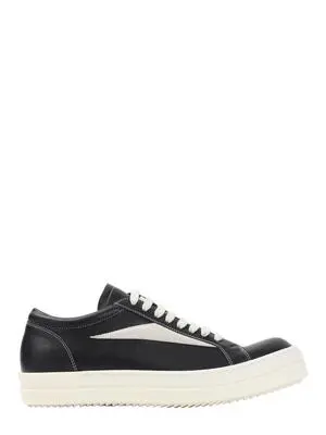 Rick Owens Inspired Leather Sneakers - Black