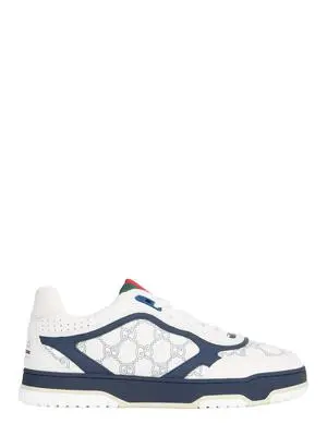 Gucci Battered Leather Gg Pattern Sneakers - White