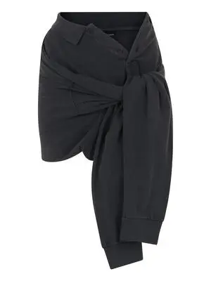 Balenciaga Knot-detail Polo Skirt With Wrap Design - Grey