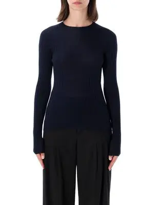 Balenciaga Ribbed Crew Neck Pullover - Blu