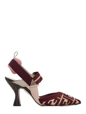 Fendi Slingback Pumps With Embroidered Ff Motif - Red