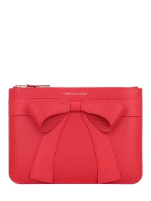 Comme Des Garçons Leather Pouch With Bow Applique - Red