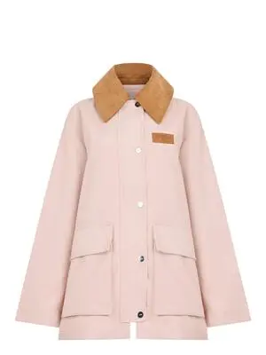 GANNI Relaxed Fit Jacket With Contrast Collar - Pink