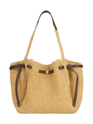 Tory Burch Romi Raffia Tote Handbag - Beige