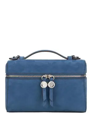 Tory Burch Romy Mini Nubuck Handbag With Top Handle And Shoulder Strap - Blue