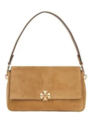 Tory Burch Charlie Suede Shoulder Handbag - Camel