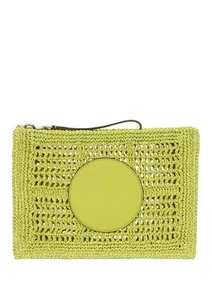 Tory Burch Ella Crochet Pouch Handbag With Handle - Green