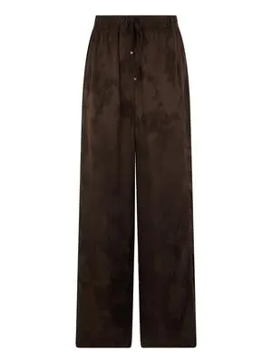 GANNI Jacquard Satin Straight-leg Pants With Elastic Waistband - Brown