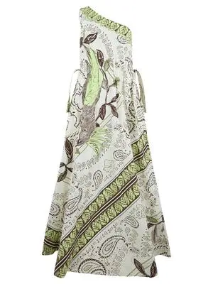 Tory Burch One-shoulder Printed Cotton-blend Dress - Multicolor