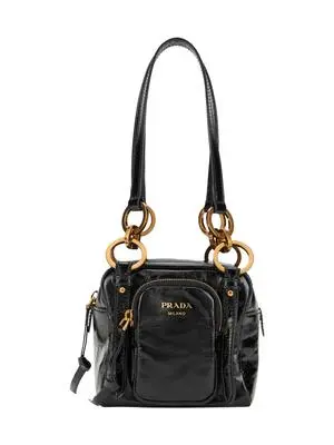 Prada Prada Dangle Mini Calf Leather Handbag With Gold-Plated Hardware Black