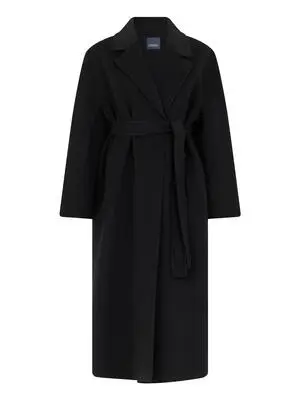 MAX MARA S Max Mara Long Belted Wool Coat With Elegant Collar