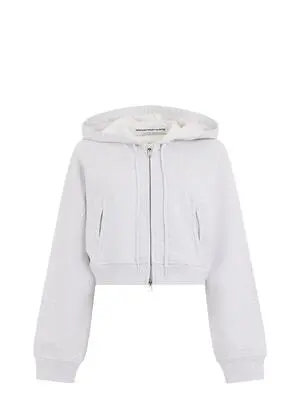 Alexander Wang Cropped Zip Hoodie - Light Gray