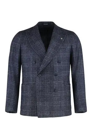 Tagliatore Prince Of Wales Wool Double-breasted Jacket - Blue