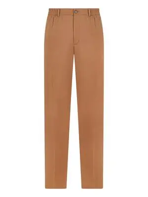 SLOWEAR High-waisted Straight Cotton Blend Trousers - Camel