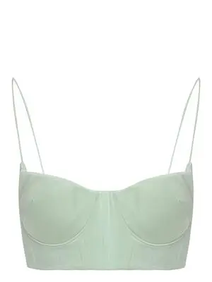 Alex Perry Seamless Molded Cup Crop Top With Thin Straps - Green