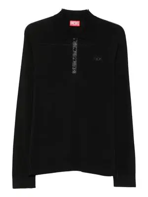 DIESEL® Soft Knit Polo Shirt With Button Closure - Nero