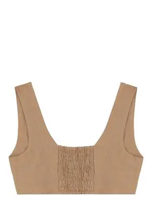Le Kasha Linen Cropped Tank Top - Sand
