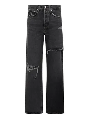 AGOLDE Straight Leg Distressed Jeans - Black