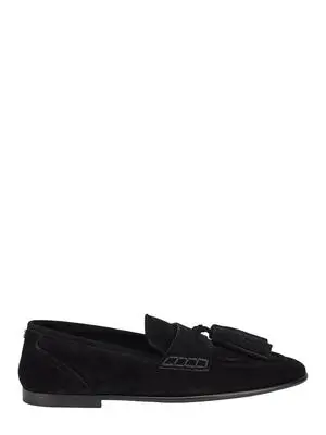 Dolce & Gabbana Ariosto Suede Moccasin Slipper With Fringed Detail - Black