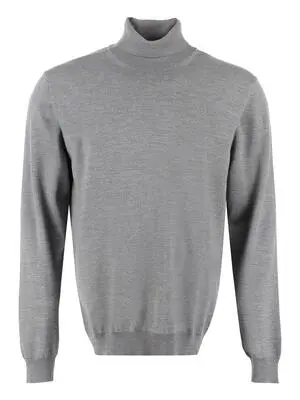 THE ALPHABET Ribbed Extra-fine Wool Turtleneck Sweater - Grey