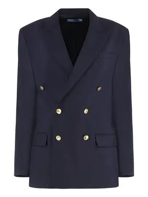 Polo Ralph Lauren Double-breasted Wool Blend Blazer - Blue