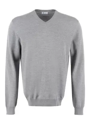 THE ALPHABET Extra-fine Wool Ribbed Knit Pullover - Grey