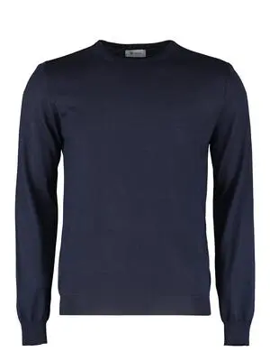 THE ALPHABET Ribbed Crew-neck Cashmere Silk Sweater - Blue