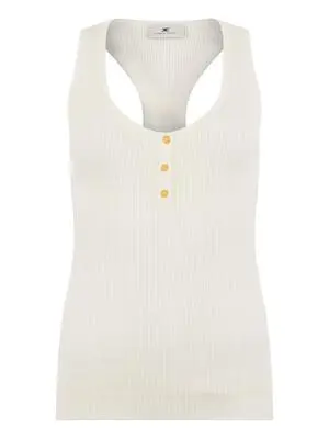 ELISABETTA FRANCHI Elisabetta Franchi Ribbed Deep V-Neck Button Tank Top