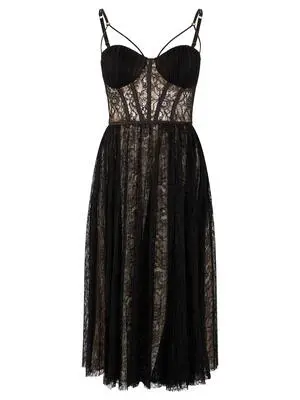 Elisabetta Franchi Lace Maxi Dress With Molded Cups - Black