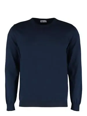 THE ALPHABET The Alphabet Knit Cotton Crew-Neck Sweater Blue