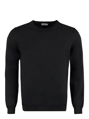 THE ALPHABET Fine-knit Cotton Crew Neck Sweater - Black