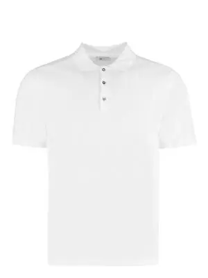 THE ALPHABET The Cotton Knit Polo Shirt With Side Slits - White