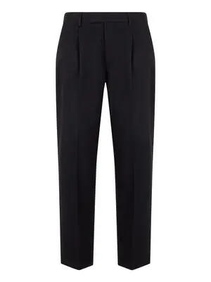 Zegna Cotton & Linen Blend Trousers With Elastic Waist - Black