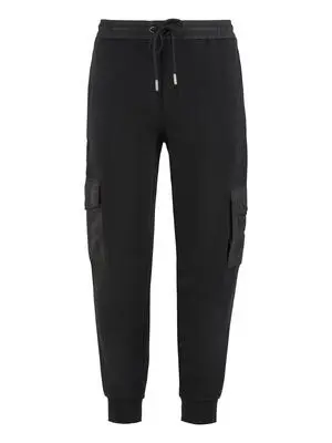 Moncler Sporty Tapered Pants In Cotton Blend With Nylon Details - Black