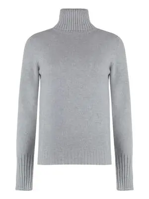 THE ALPHABET Ribbed Cashmere Turtleneck Pullover - Grey