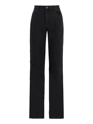MUGLER 5-pocket Straight-leg Jeans With Engraved Logo Hardware - Black