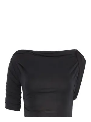 Jacquemus Draped Fitted Crop Top - Black