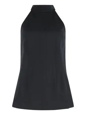 Veronica Beard Johanne American Neckline Zip Up Knit Top - Black