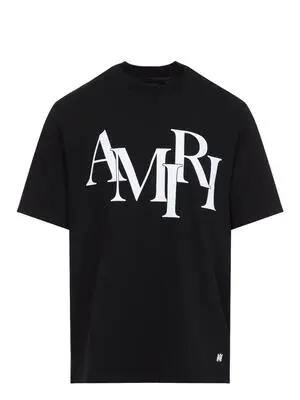 Amiri Staggered Logo T-shirt - Black