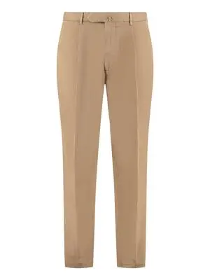 THE ALPHABET The Stretch Cotton Chino Trousers With Back Flap Pockets - Brown