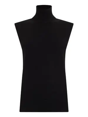 TOTEME TOTÊME Sleeveless Wool-Silk High-Neck Sweater Black